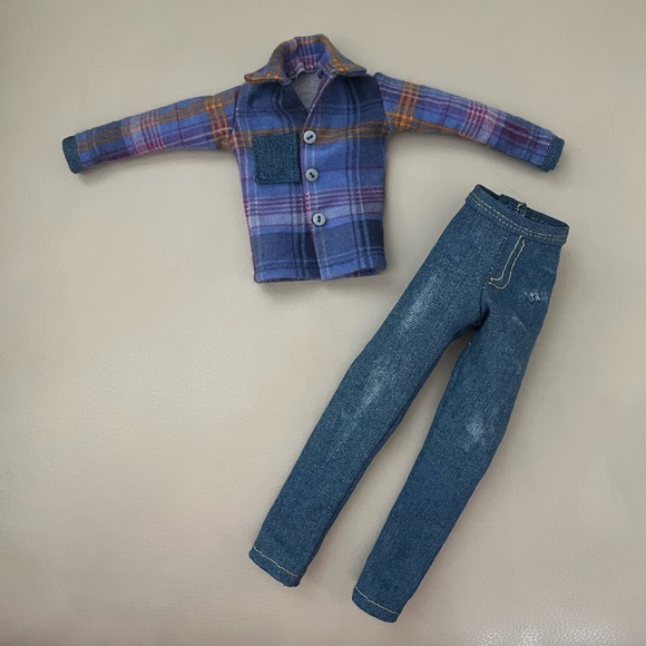 Toys | Periwinkle Plaid Flannel Shirt And Denim Jeans For Ken Fashion ...